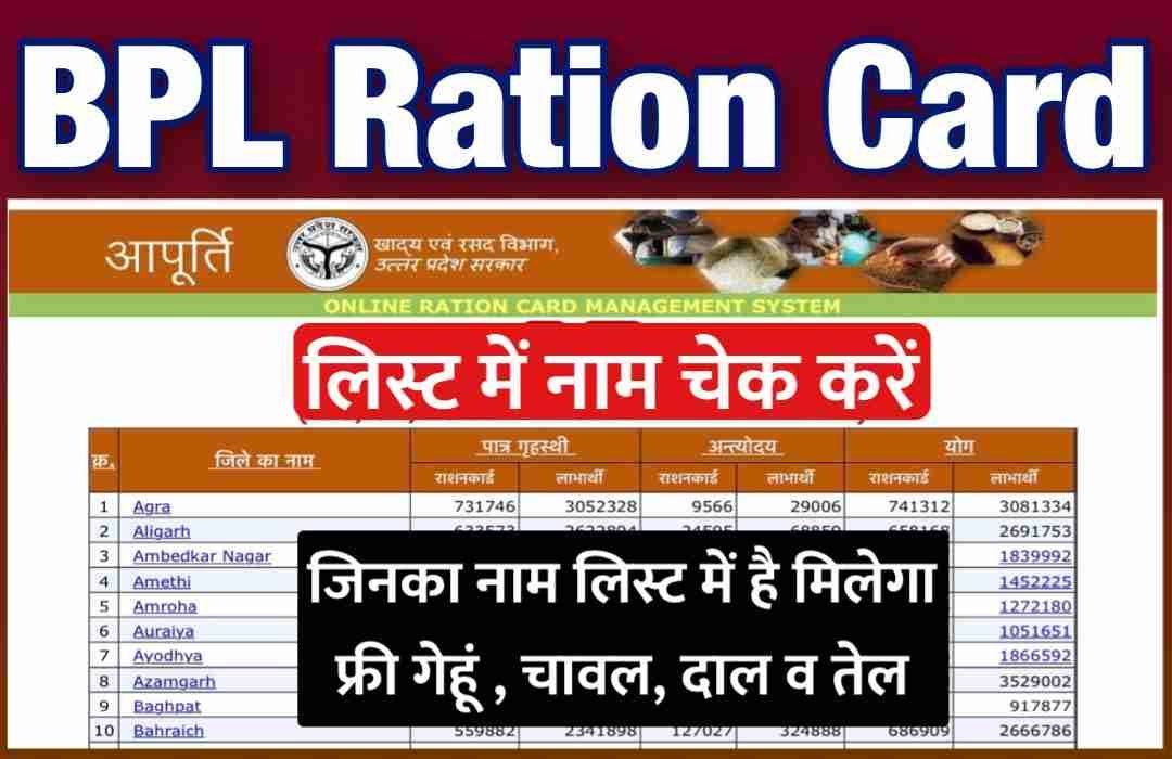 BPL राशन कार्ड की नयी लिस्ट, मिलेगा फ्री गेहूं, चावल, दाल, तेल नाम चेक करें